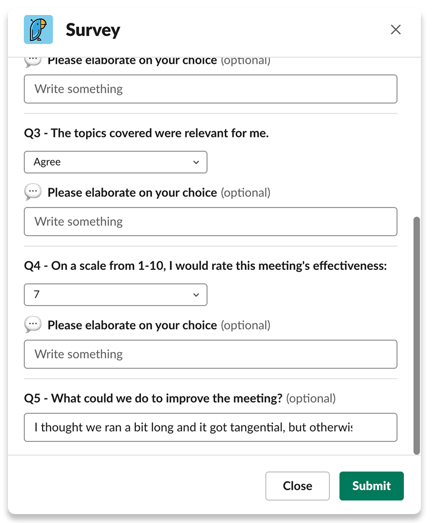 Meeting Feedback Meeting Feedback
